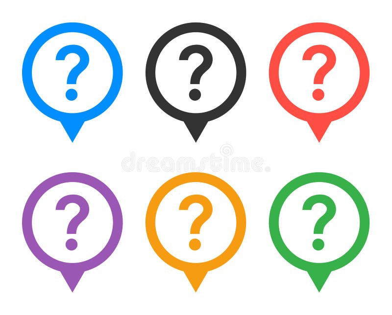 Map Pointer with Question Sign. Flat Isometric Icon or Logo Stock ...