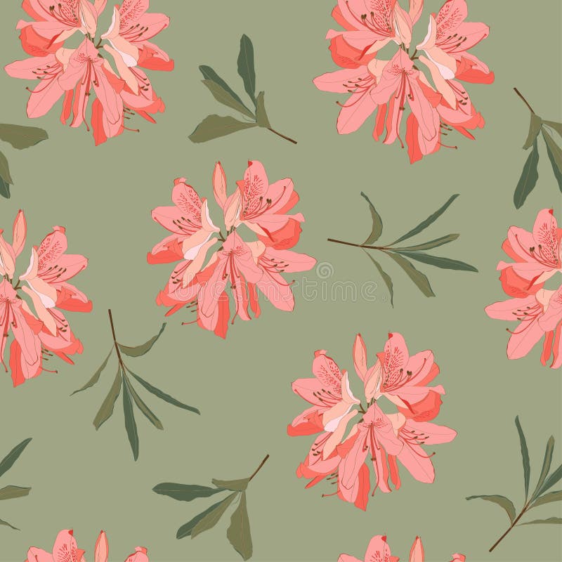 Seamless Pattern with Oleander Flower. Floral Composition. Orange ...