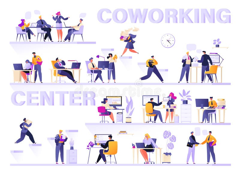 Office Space for Coworking. Stock Vector - Illustration of businessman ...