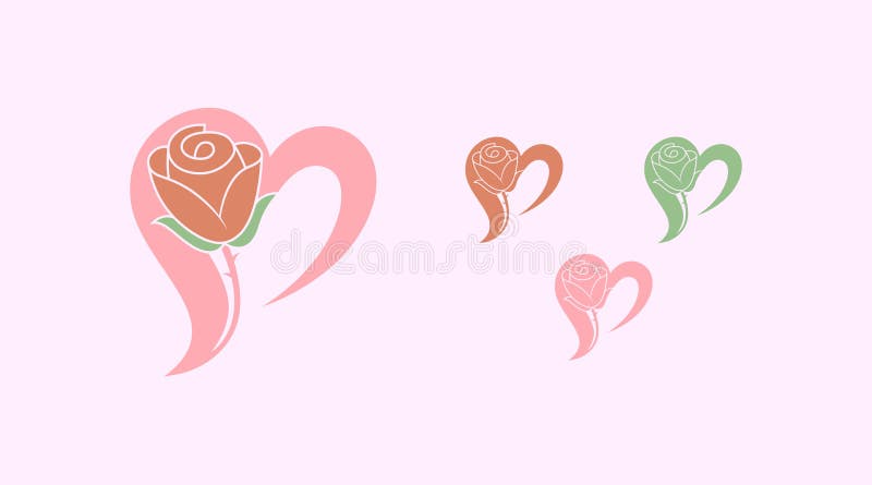 Rose in the Heart Logo Concept Vector Stock Illustration - Illustration ...