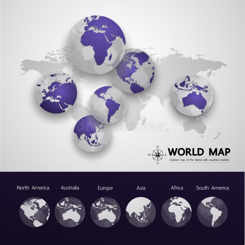 Grand World Map Graphic Element Vector Illustration. Stock Vector ...