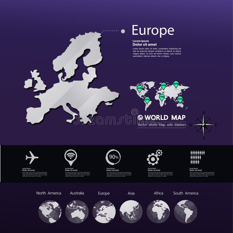 Grand World Map Graphic Element Vector Illustration. Stock Vector ...