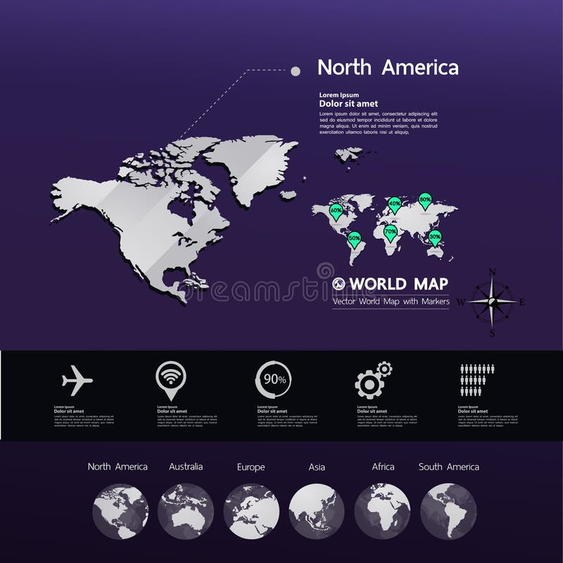 Grand World Map Graphic Element Vector Illustration. Stock Vector ...