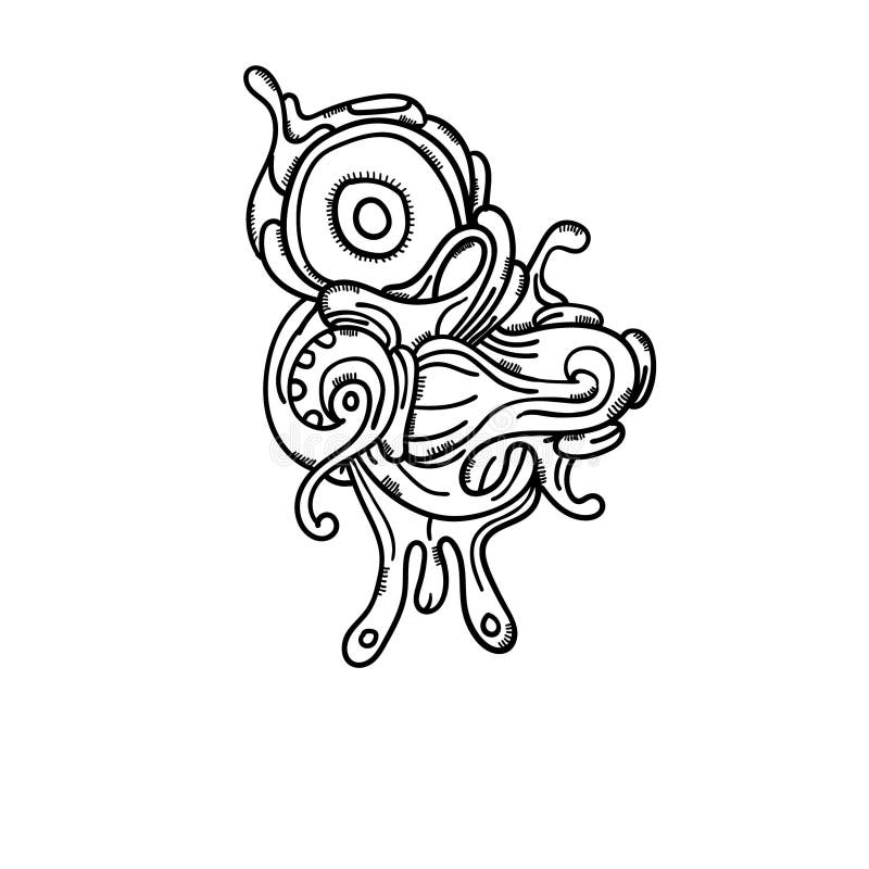 An Doodle Art Alien Parasite Stock Vector - Illustration of : 203344657