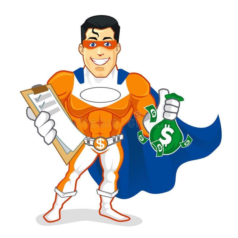 Superhero Insurance Mascot Cartoon Stock Vector - Illustration of macho ...