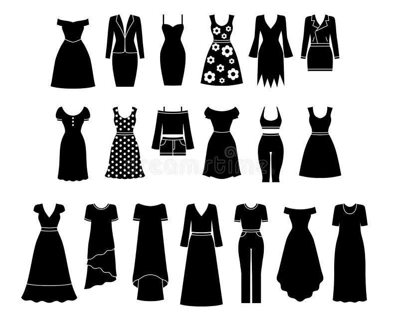 Women`s Clothing Icons Collection. Stock Vector - Illustration of ...