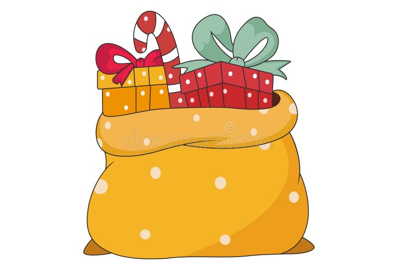 Cartoon Illustration of Christmas Gift Bag Stock Vector - Illustration ...