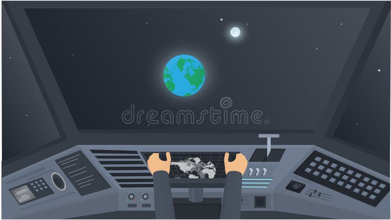Dashboard. Control Panel of a Spaceship. Travel in Space, Vector ...