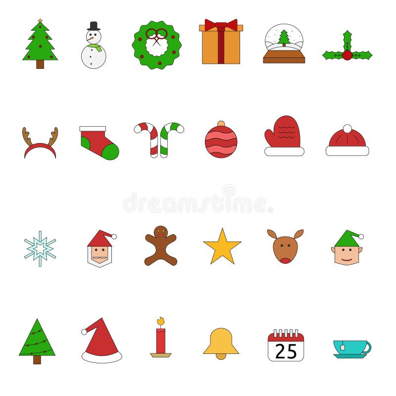 Christmas icon sets stock vector. Illustration of present - 205628593
