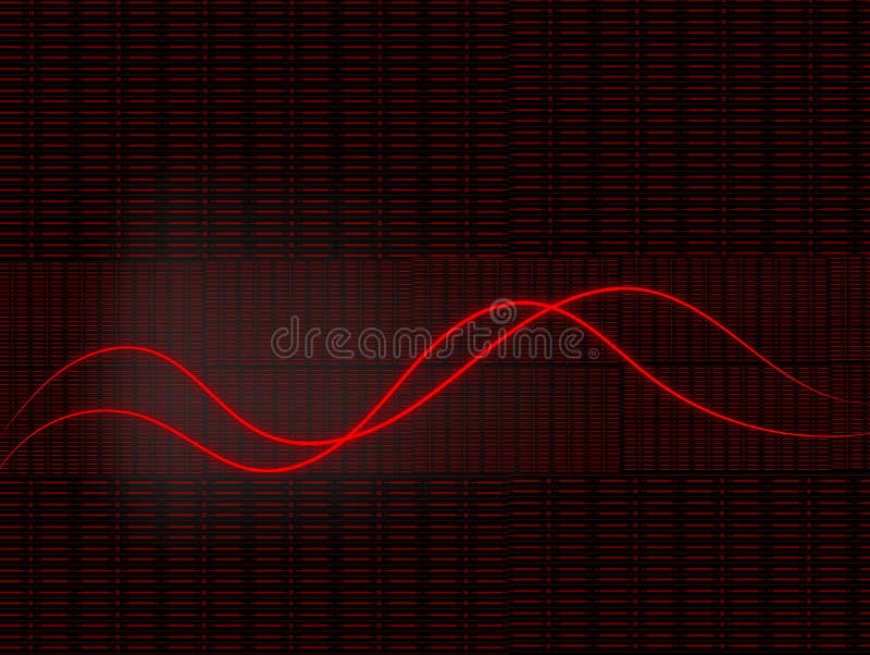 Two Red Wavy Lines on a Black Background Stock Illustration ...