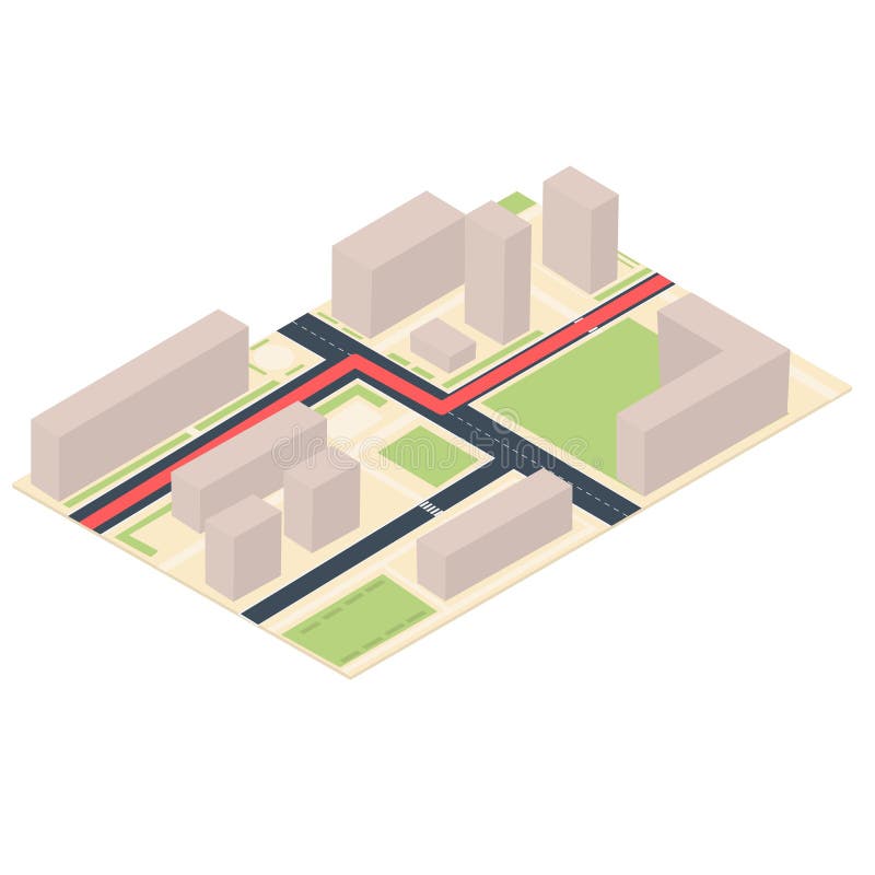 Route on the Map Diagram. Location, Vector Illustration Stock Vector ...