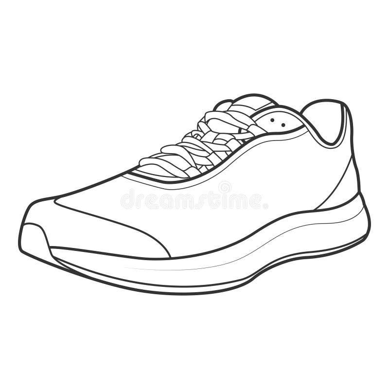 Shoe Line Drawing. Shoes Sneaker Outline Drawing Vector, Black Line ...