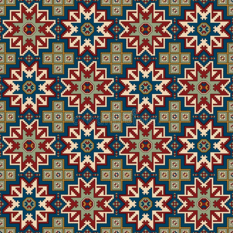 Ethnic Geometric Seamless Patterns. American Indians Style Stock Vector ...