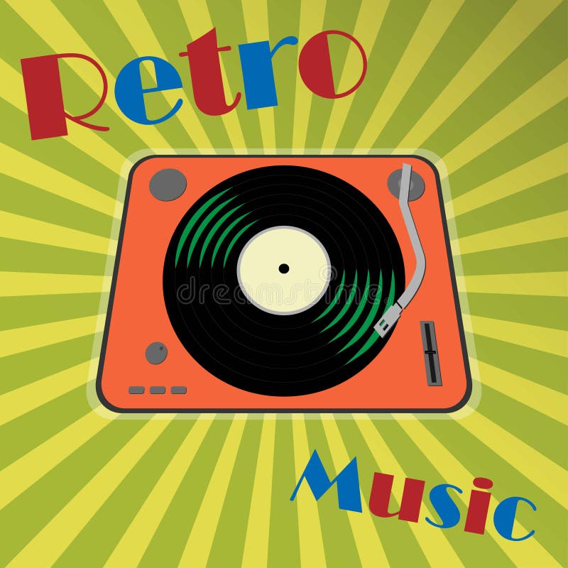 Vintage Audio Vinyl Turntable Player with the Text Retro Music Stock ...