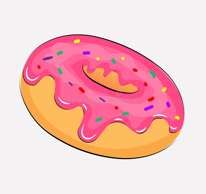 Donat Vector Illustration Food Pink Stock Vector - Illustration of ...