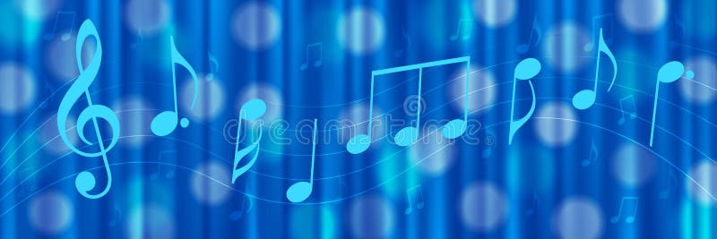Vector Abstract Music Notes in Blue Background Banner Stock Vector ...