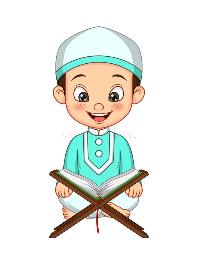 Kids Reading Quran Clipart