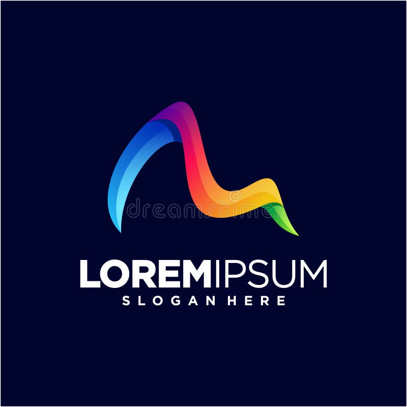 Colorful M Letter Abstract Logo on Dark Background Stock Vector ...