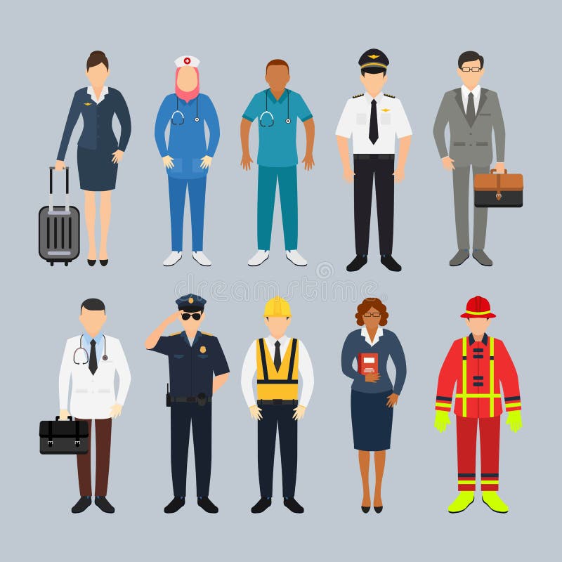 People with Different Profession Character Vector Illustration Stock ...