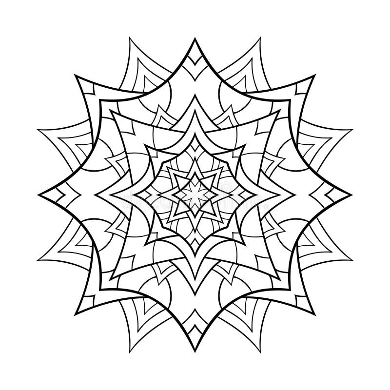 Simple Star Mandala on White Isolated Background. Middle Striped Decor ...