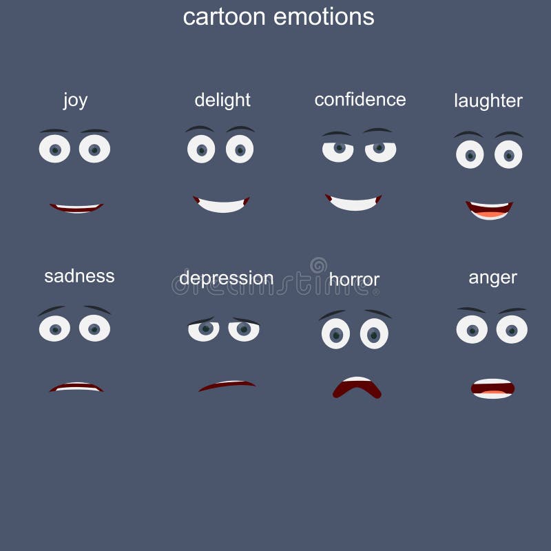 Cartoon Character Emotions. Comic Book, Vector Illustration Stock ...