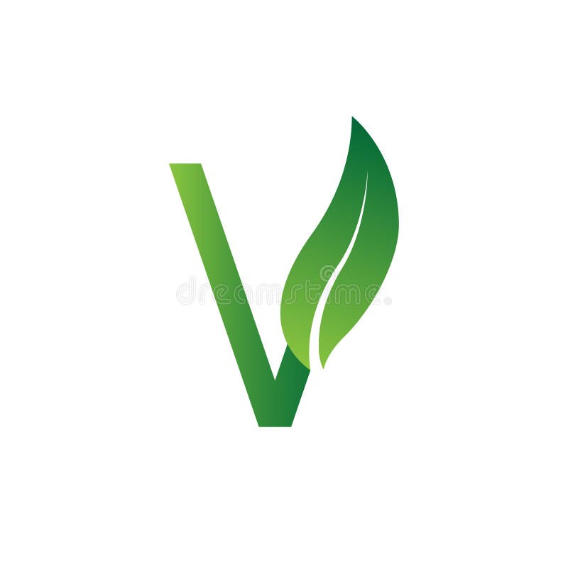 Logo Letter V Green with Leaves.combine Letter V and Leaf Stock Vector ...