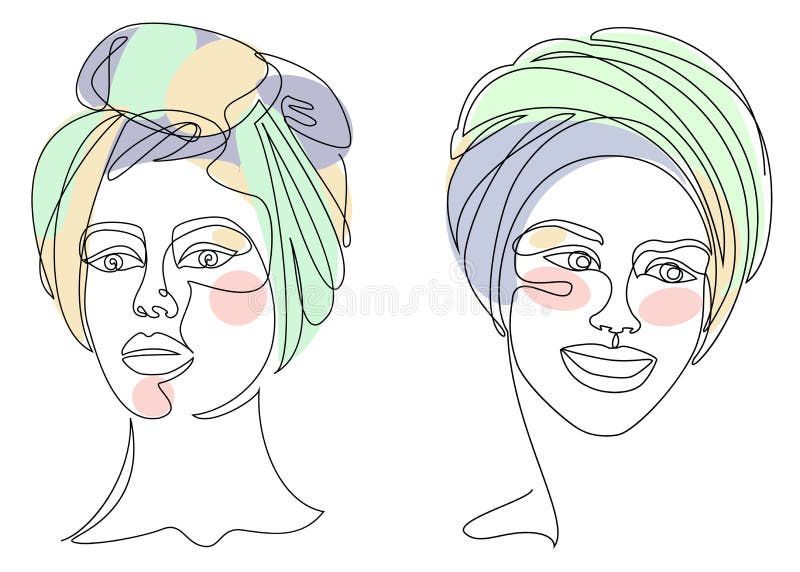 Collection. Silhouettes of the Girl`s Head. Lady in a Turban, Scarf ...