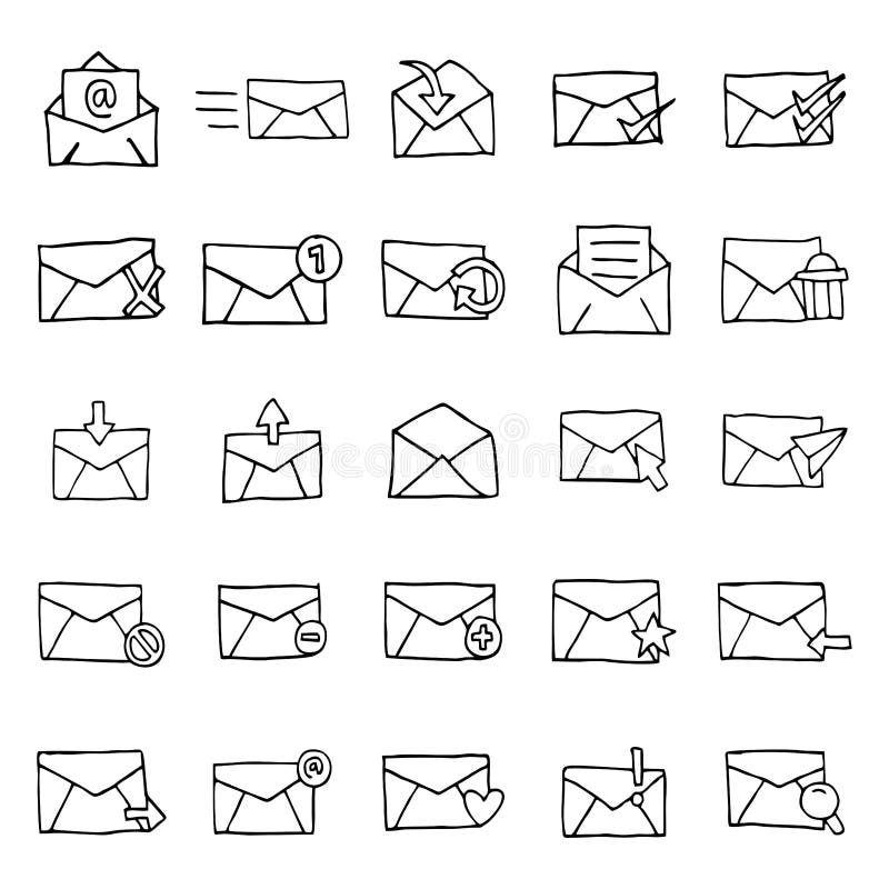 Set of Email Icon Vector Hand Drawn Illustration Stock Vector ...