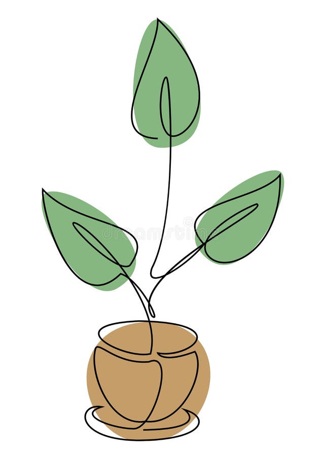 One Line Drawing Plant Pot Stock Illustrations – 661 One Line Drawing ...