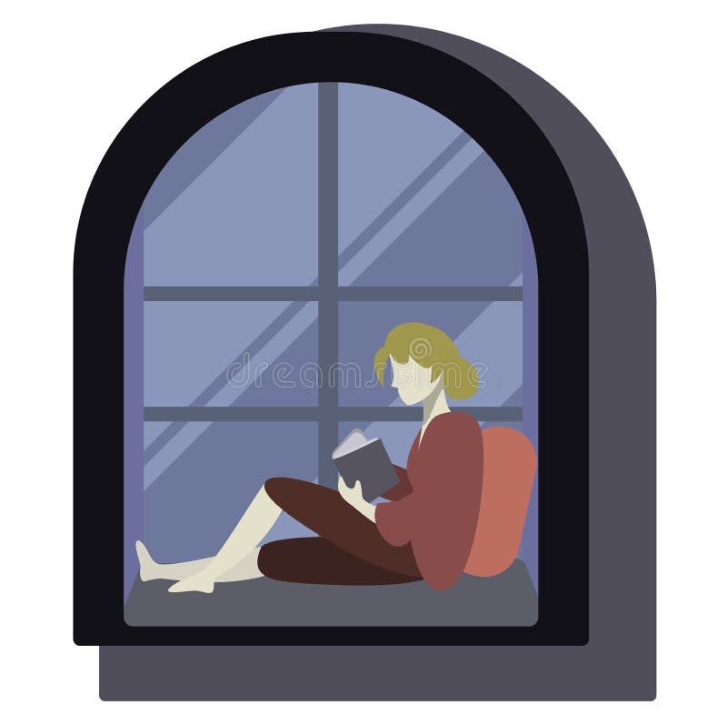 Girl Reading Window Stock Illustrations – 1,003 Girl Reading Window ...