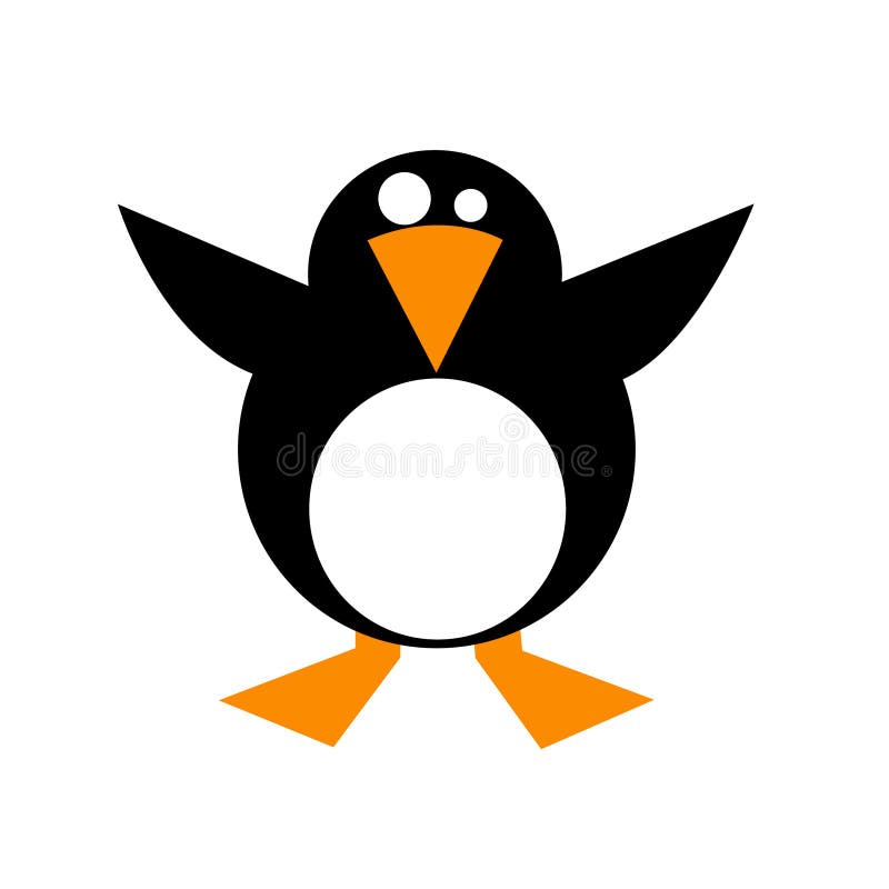 Penguin Vector Style, Fat Penguin Hands Up Stock Vector - Illustration ...