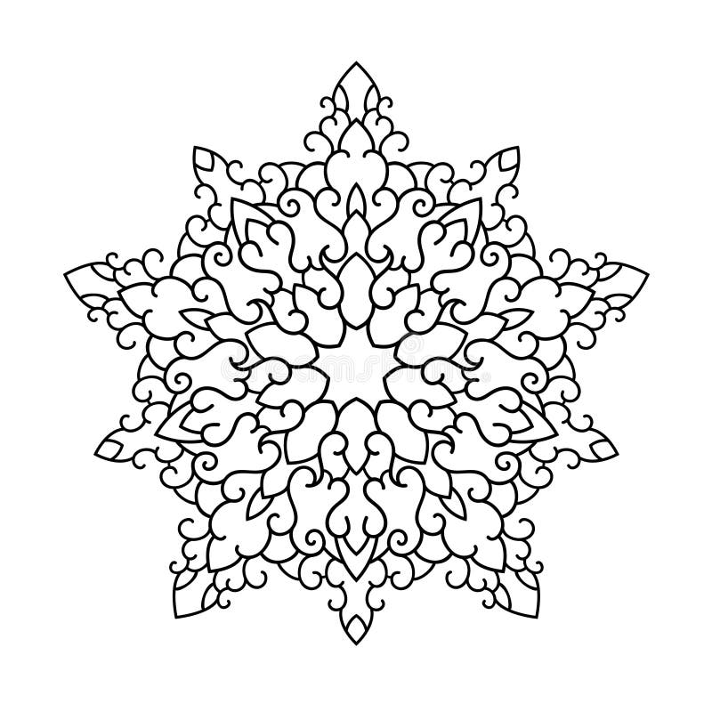 Simple Star Mandala on White Isolated Background. Middle Striped Decor ...