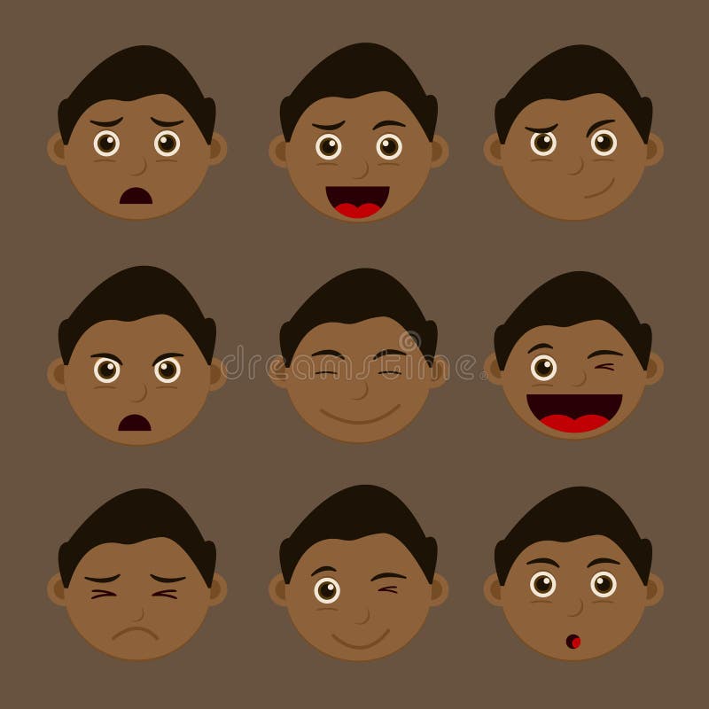 Cute Kid Face Expression Emoji Emoticon Set. Great for Cover Children`s ...