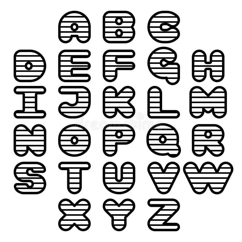 Striped Letters Alphabet Set Stock Vector - Illustration of letter ...