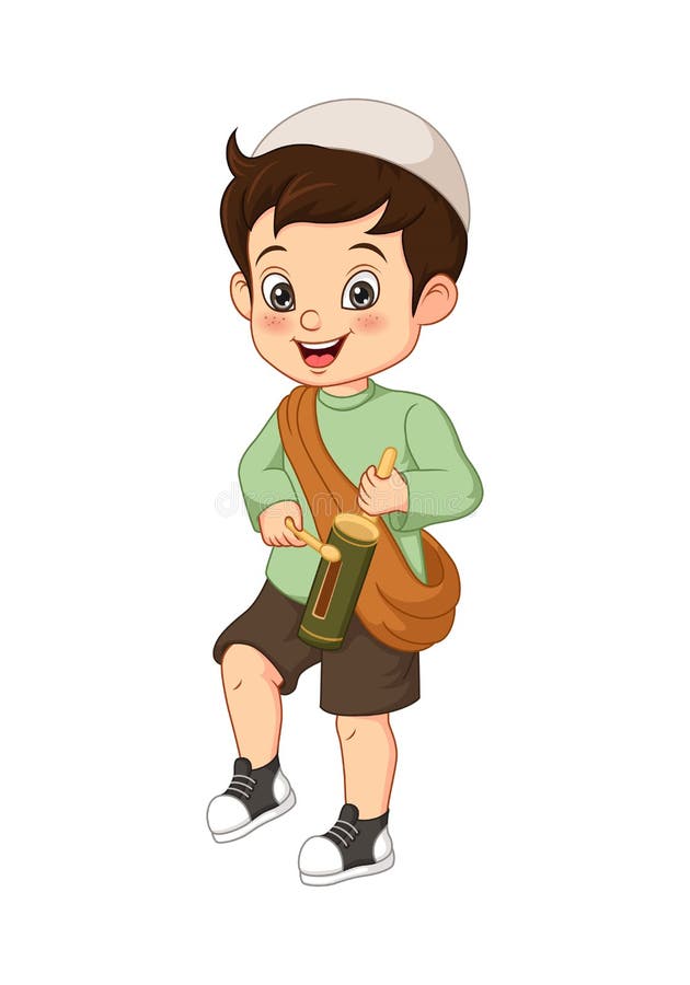 Cartoon Muslim Arab Boy Call Adzan Stock Vector - Illustration of child ...