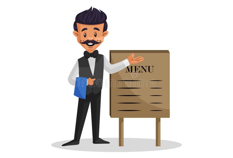 Waiter Vector Cartoon Illustration Stock Vector - Illustration of ...