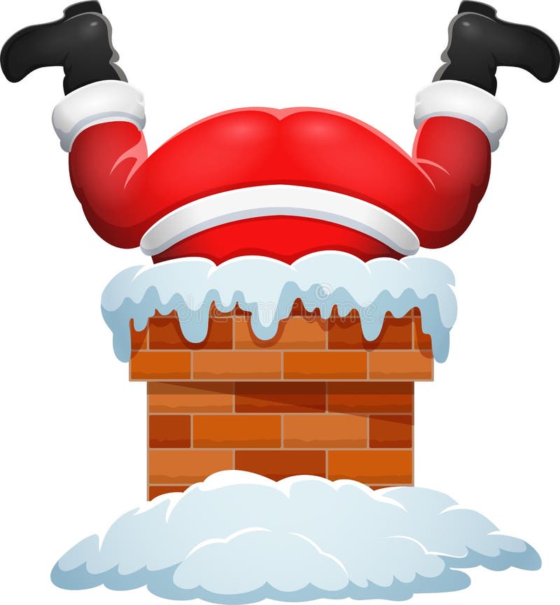 Cartoon Santa Claus Stuck in the Chimney Stock Vector - Illustration of ...