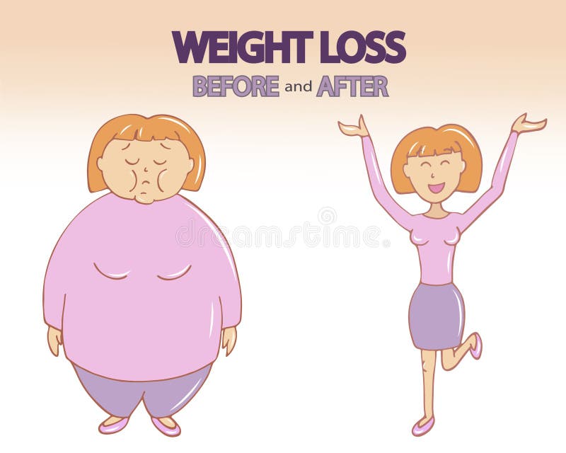 Weight Loss Concept Fat and Slim Women Stock Vector - Illustration of ...
