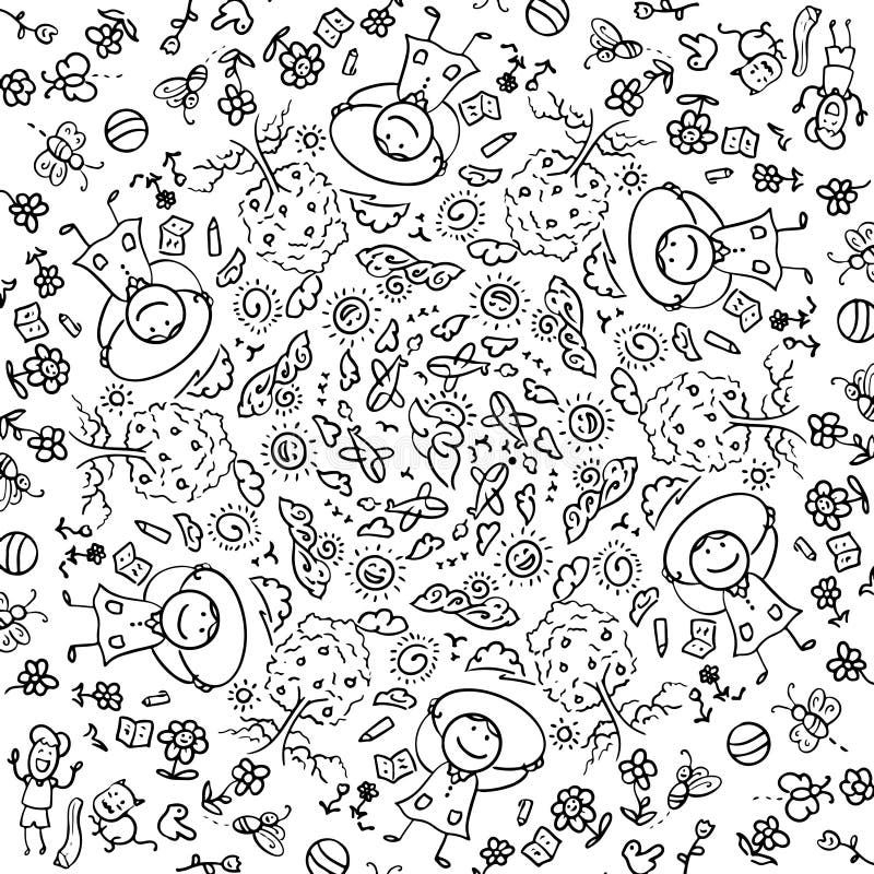 Doodle Kids daily Activity. Happy Child Life. Stock Vector ...