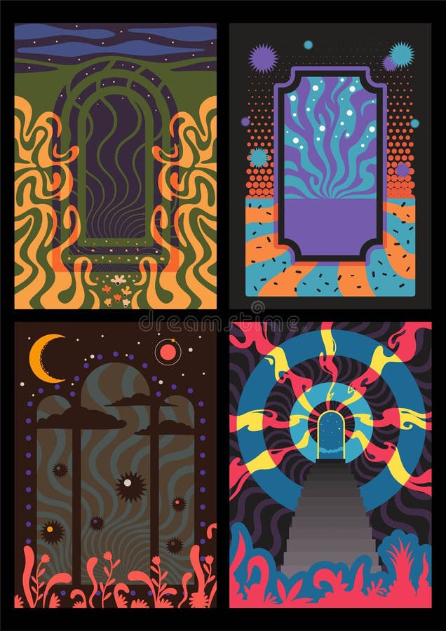 Abstract Psychedelic Background Vector Set Stock Vector - Illustration ...