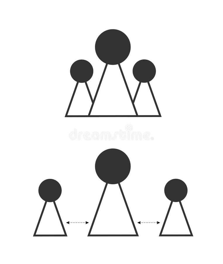 Icons of People Swarming and Maintaining Physical Distance, Familiar or ...