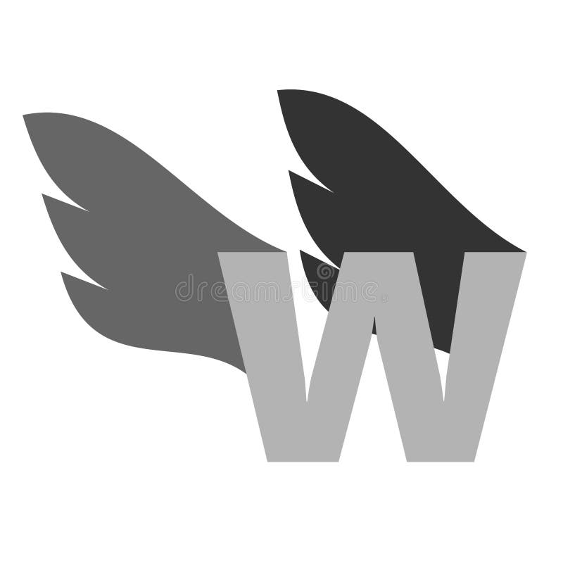 W Letter Wings Logo Design Black Bird Fly Wing Icon Stock Illustrations ...