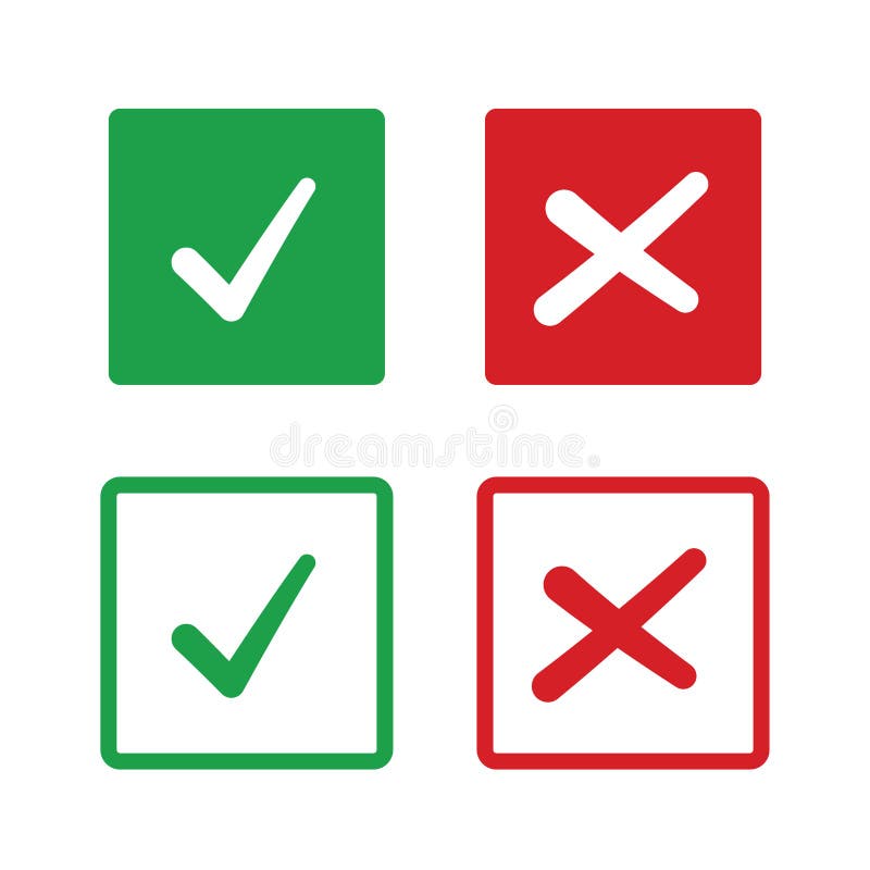Checkmark and X Mark Icon. Check and Uncheck Icon Vector. Validation ...