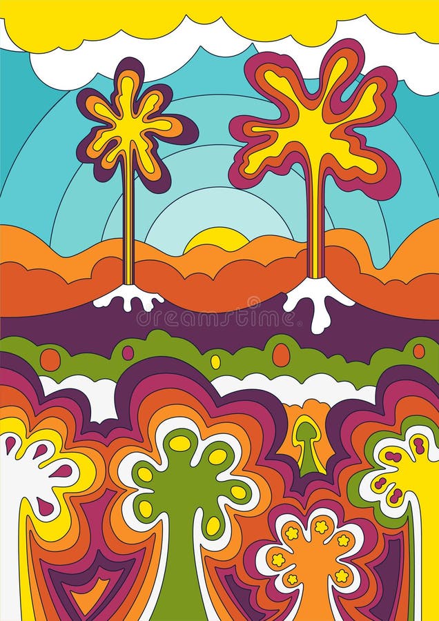 Psychedelic Color Scenery Vector Illustration Stock Vector ...