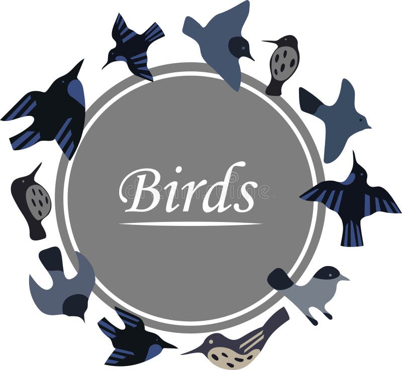 Vignette with Birds in Vector Illustration. Stock Vector - Illustration ...