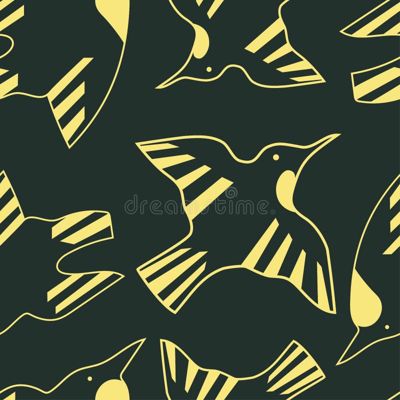 Flying Bird Pattern in Vector Illustration. Stock Vector - Illustration ...