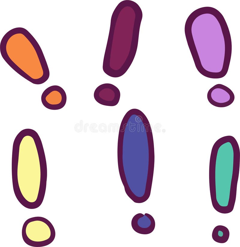 Set of Colorful Exclamation Mark Doodle Stock Vector - Illustration of ...