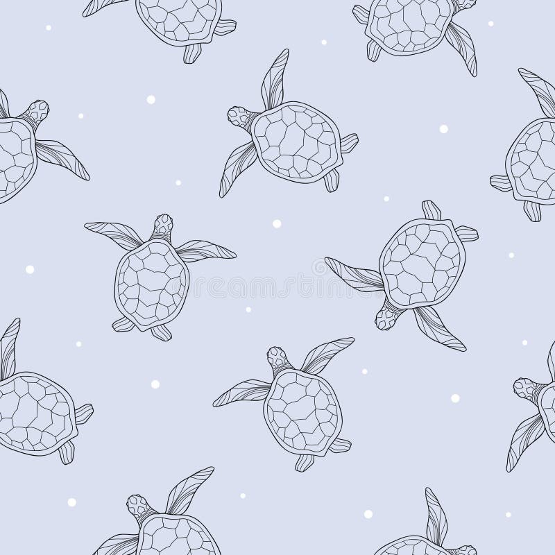 Light Hand Drawn Simple Turtles with White Dots on Black Background ...