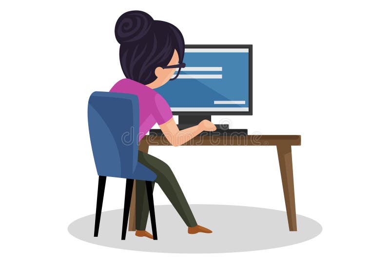 Girl Graphic Designer Vector Cartoon Illustration Stock Vector ...