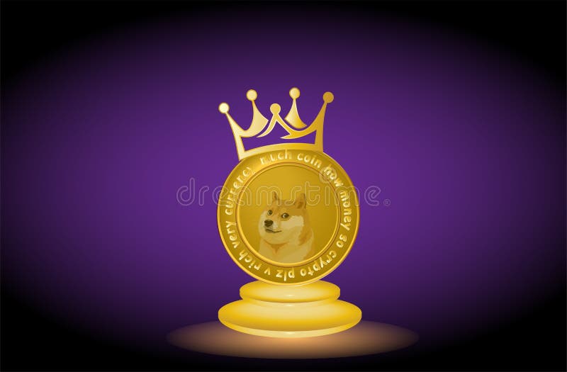 Dogecoin Icon with Golden King Colour in Stage with Dark Background ...